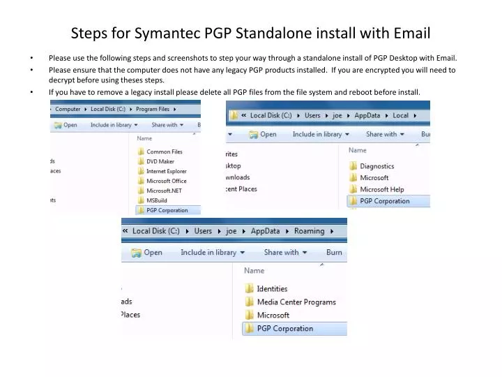 PPT - Steps for Symantec PGP Standalone install with Email PowerPoint ...