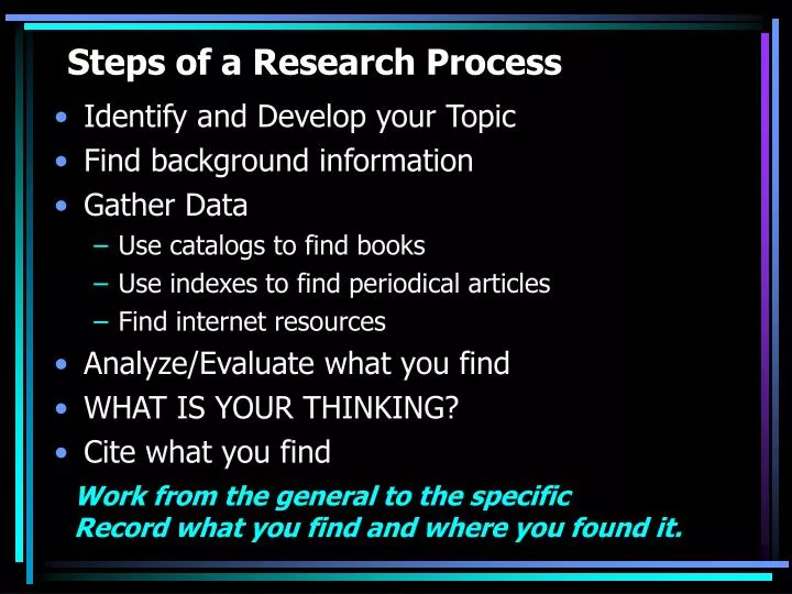 PPT - Steps of a Research Process PowerPoint Presentation, free ...