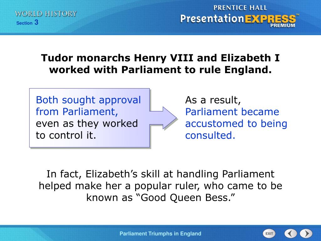 PPT - Describe the Tudor monarchs’ relations with Parliament. Analyze ...