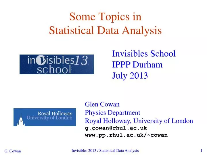 PPT - Some Topics in Statistical Data Analysis PowerPoint Presentation ...