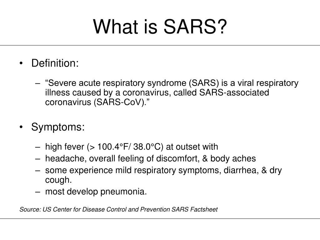 PPT - Reporting Incidence of Severe Acute Respiratory Syndrome (SARS ...