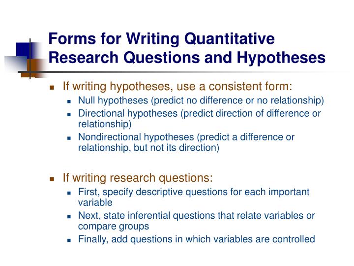 PPT - Chapter Seven: Research Questions and Hypotheses PowerPoint ...