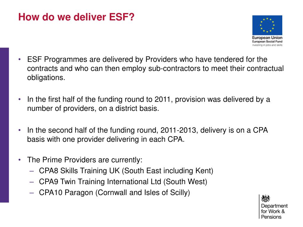 PPT - European Social Fund Wendy Knighton Southern England DWP Senior ...