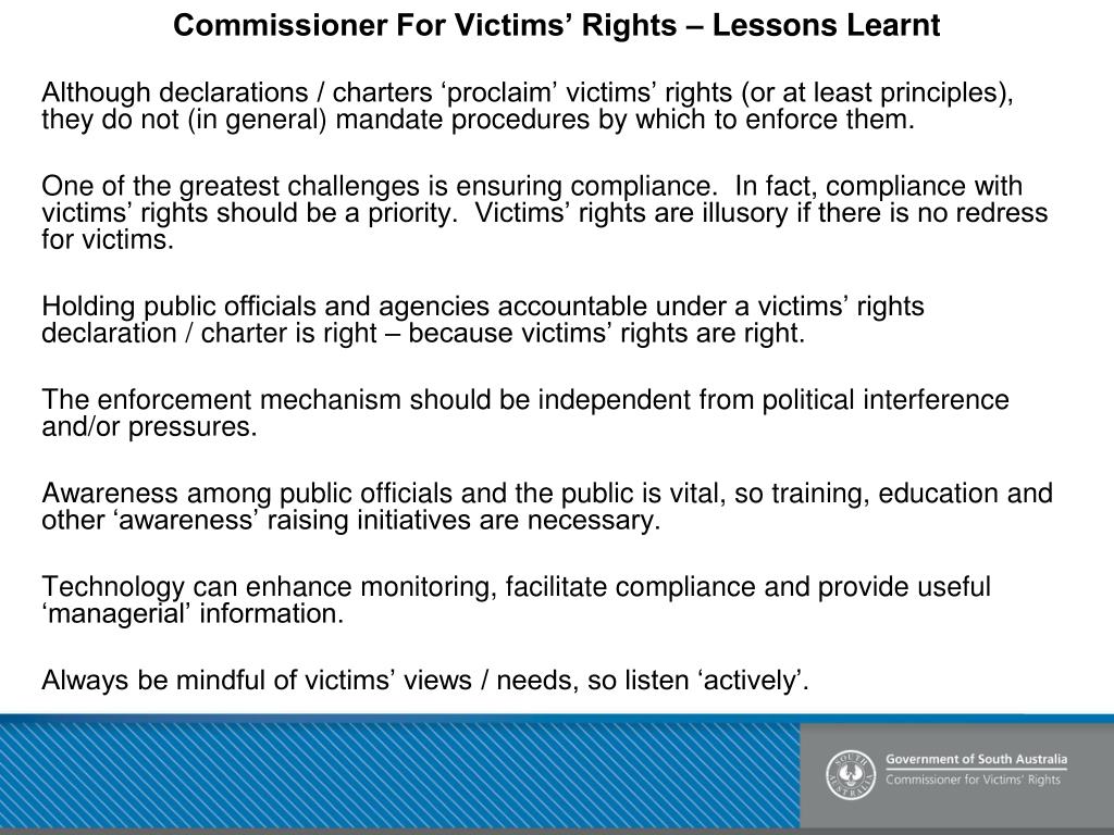 PPT - Victims’ Rights – Why is a Victims’ Rights Commissioner / an ...