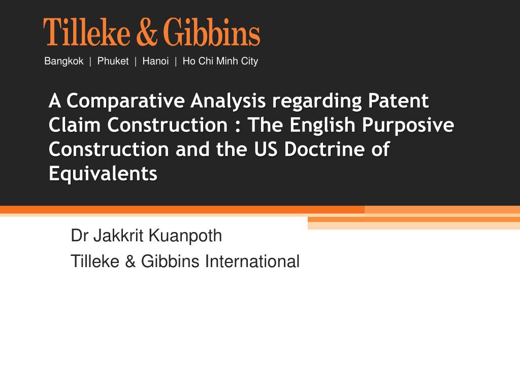 PPT - A Comparative Analysis regarding Patent Claim Construction : The ...