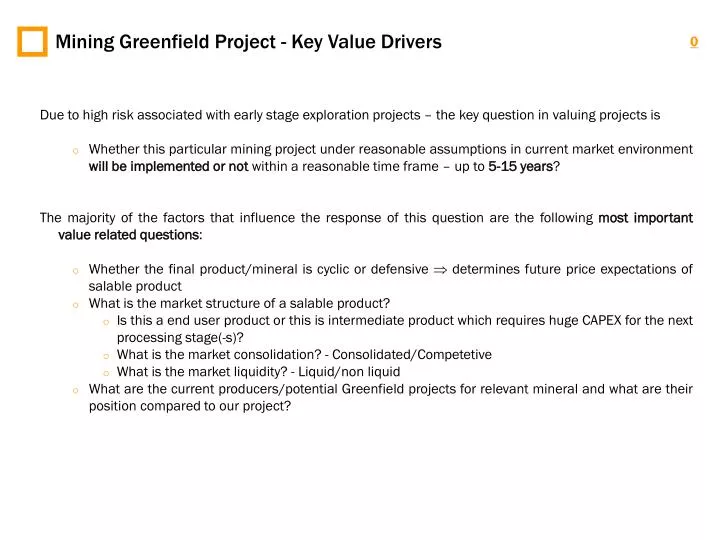 PPT - Mining Greenfield Project - Key Value Drivers PowerPoint ...