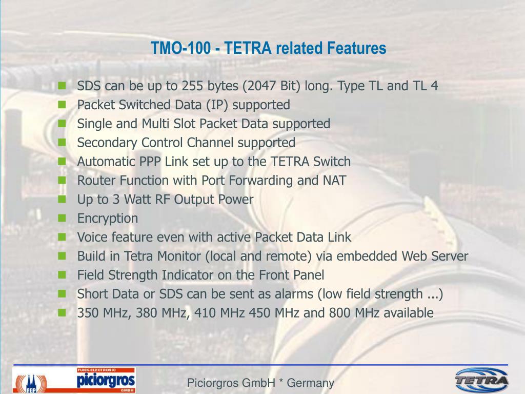 PPT - TETRA Modem TMO-100 April 2013 Funk-Electronic Piciorgros GmbH ...