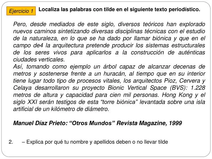 PPT - Localiza las palabras con tilde en el siguiente texto ...