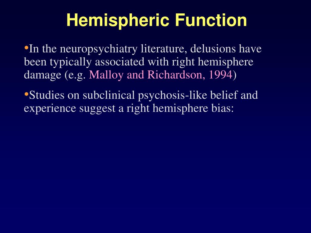 PPT - Neuropsychology of Delusions in Schizophrenia and ...