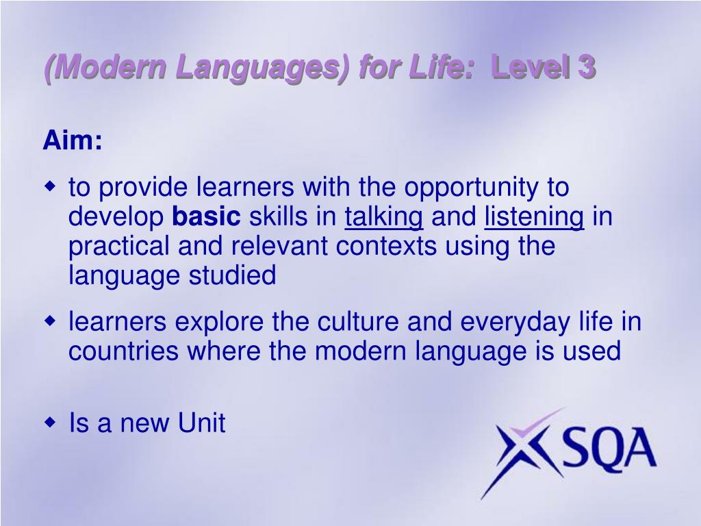 PPT - Modern Languages for Life and Work SCQF Levels 3 / 4 Launch Event ...