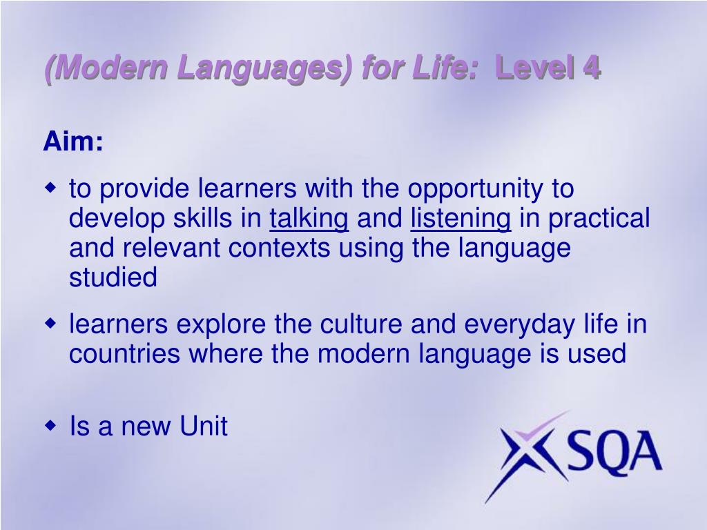 PPT - Modern Languages for Life and Work SCQF Levels 3 / 4 Launch Event ...