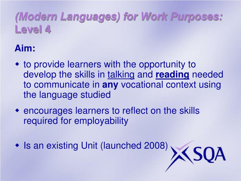 PPT - Modern Languages for Life and Work SCQF Levels 3 / 4 Launch Event ...