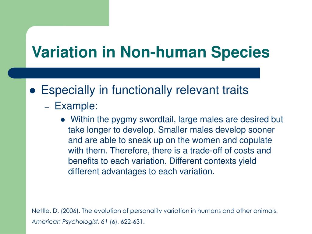 PPT - Nettle, D. (2006). The evolution of personality variation in ...