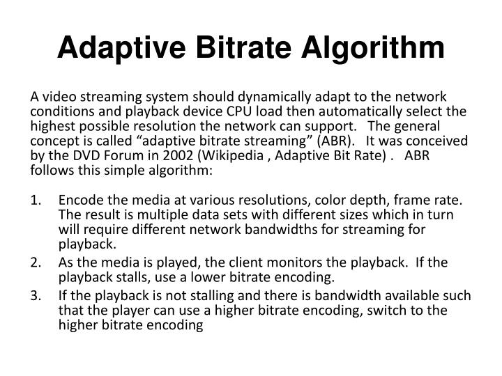 PPT - A Technical Analysis of the Adaptive Bit Rate Technology in DASH – Dynamic Adaptive ...