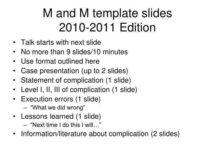 PPT - M and M template slides 2010-2011 Edition PowerPoint Presentation ...