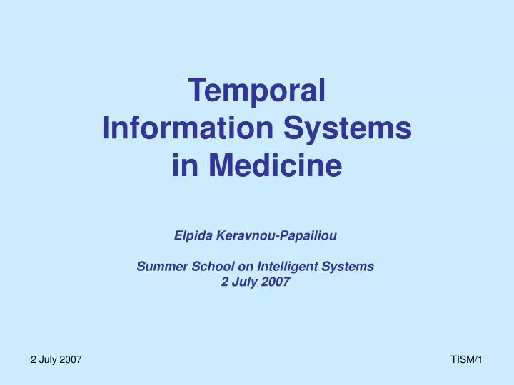 PPT - Temporal Information Systems in Medicine PowerPoint Presentation ...