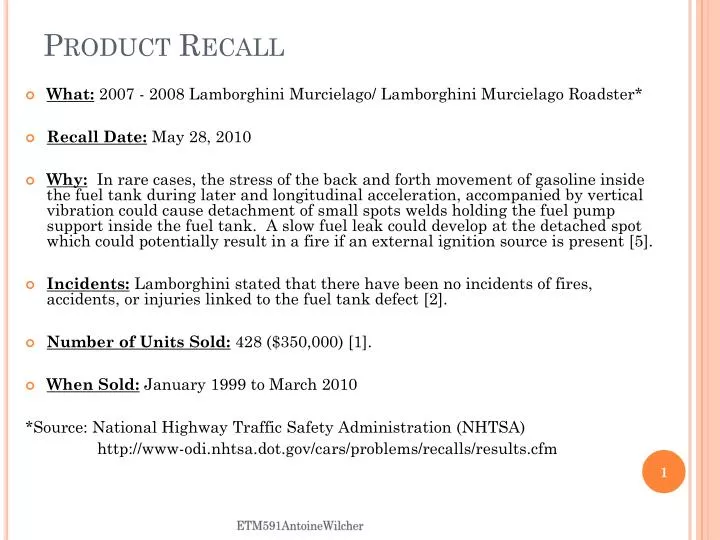 PPT - Product Recall PowerPoint Presentation, free download - ID:1733637