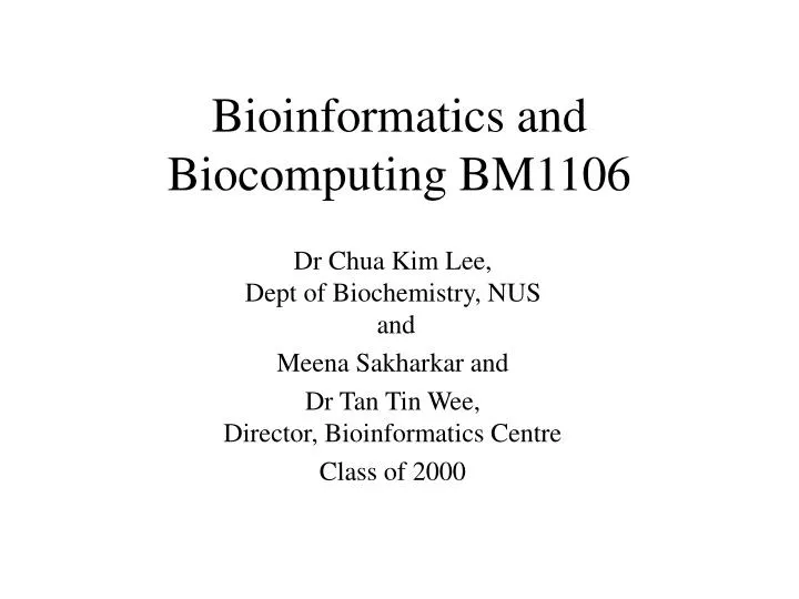 PPT - Bioinformatics and Biocomputing BM1106 PowerPoint Presentation ...