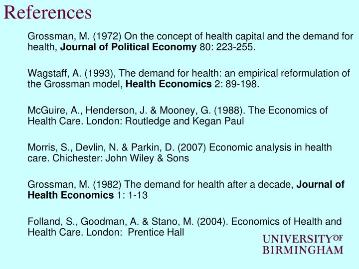 PPT - The Demand for health and healthcare - Grossman Model PowerPoint ...