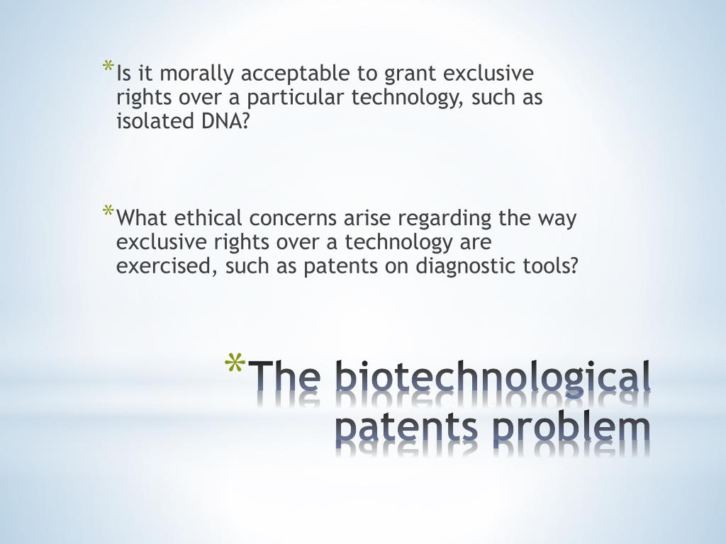 PPT - Biotechnological Patents Human Genome Patents PowerPoint ...