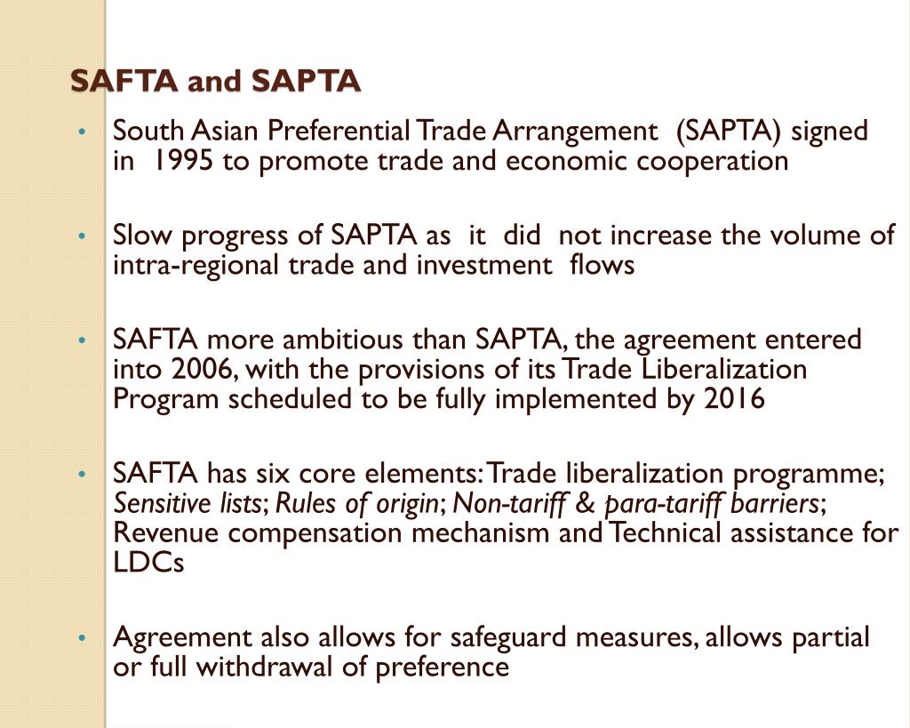 PPT - South Asian Free Trade Agreement (SAFTA): Issues and Implications ...