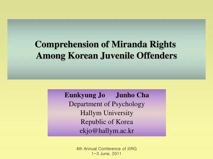 PPT - Eunkyung Jo Junho Cha Department of Psychology Hallym University Republic of Korea ekjo ...