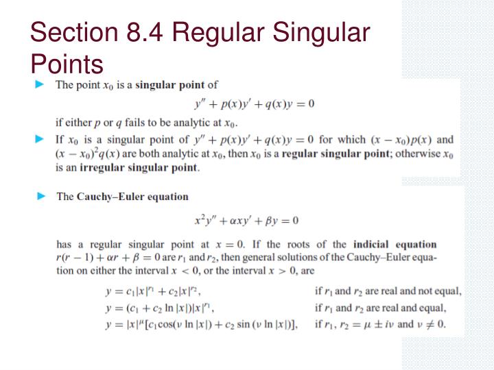 PPT - 8.5 Series Solutions Near a Regular Singular Point, Part I ...