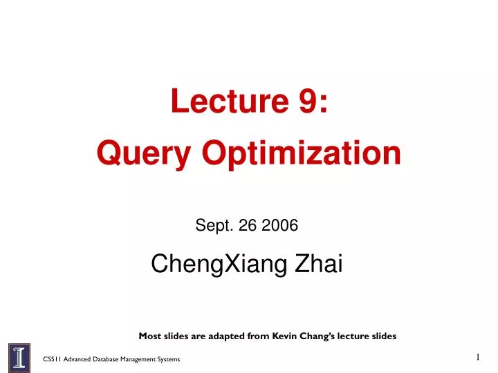 PPT - Lecture 9: Query Optimization PowerPoint Presentation, free download - ID:1738936