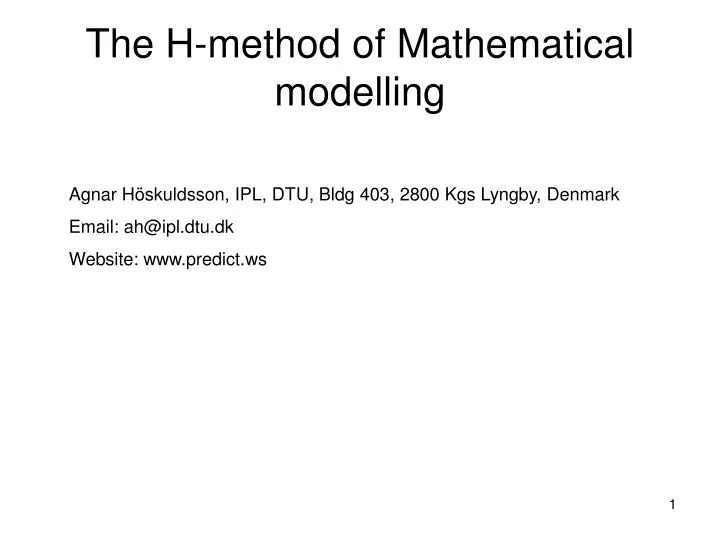 PPT - The H-method of Mathematical modelling PowerPoint Presentation ...