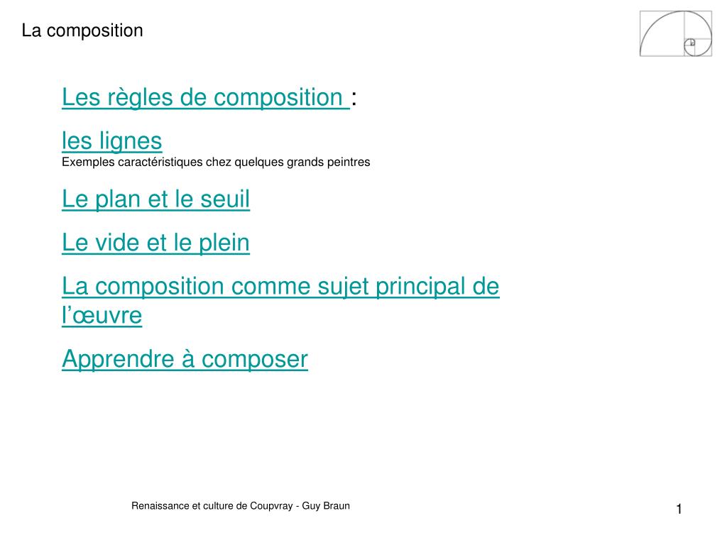 PPT - Les règles de composition : les lignes Exemples caractéristiques ...