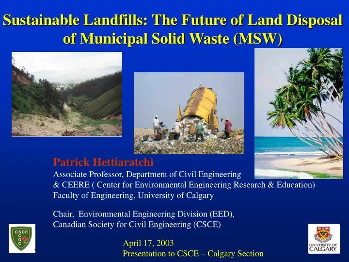 PPT - Sustainable Landfills: The Future of Land Disposal of Municipal ...