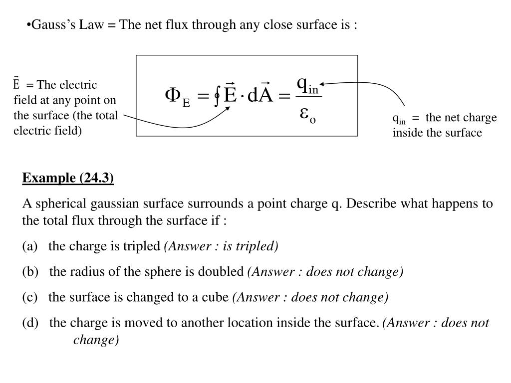 PPT - CHAPTER 24 : GAUSS’S LAW 24.1) ELECTRIC FLUX An electric field ...