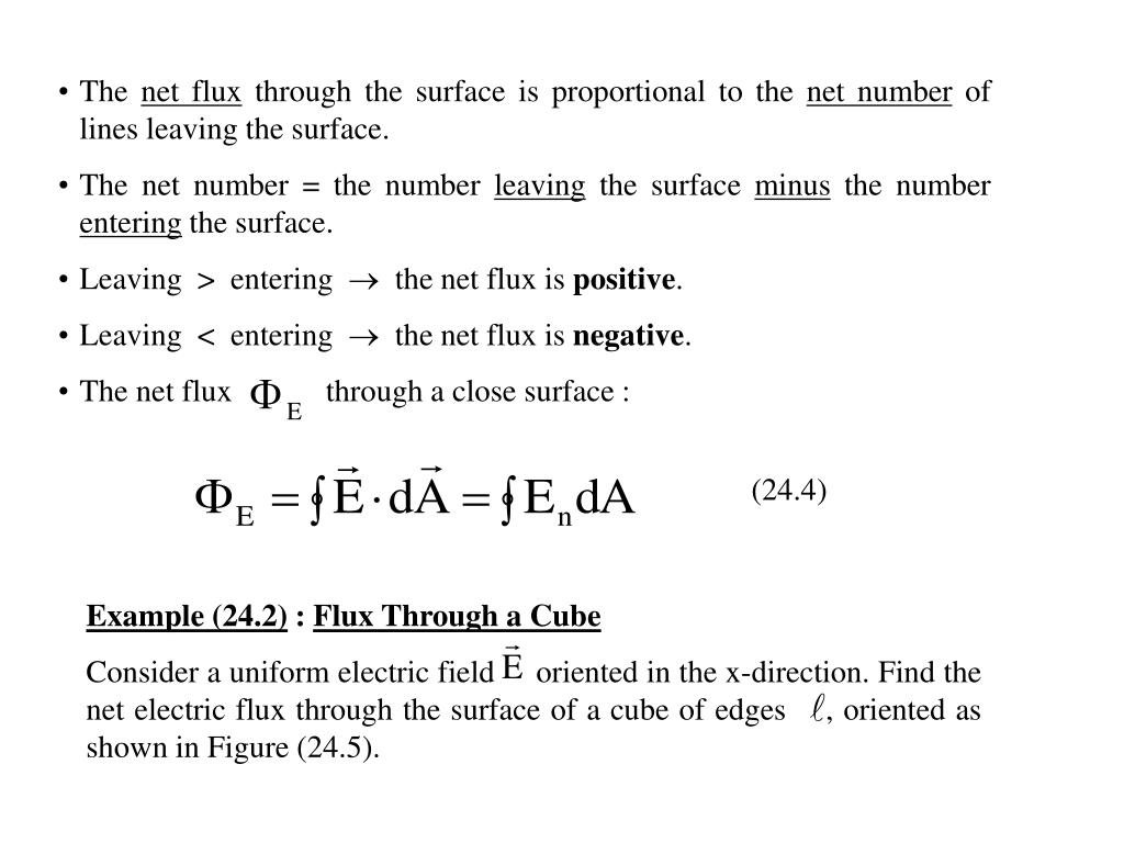 PPT - CHAPTER 24 : GAUSS’S LAW 24.1) ELECTRIC FLUX An electric field ...