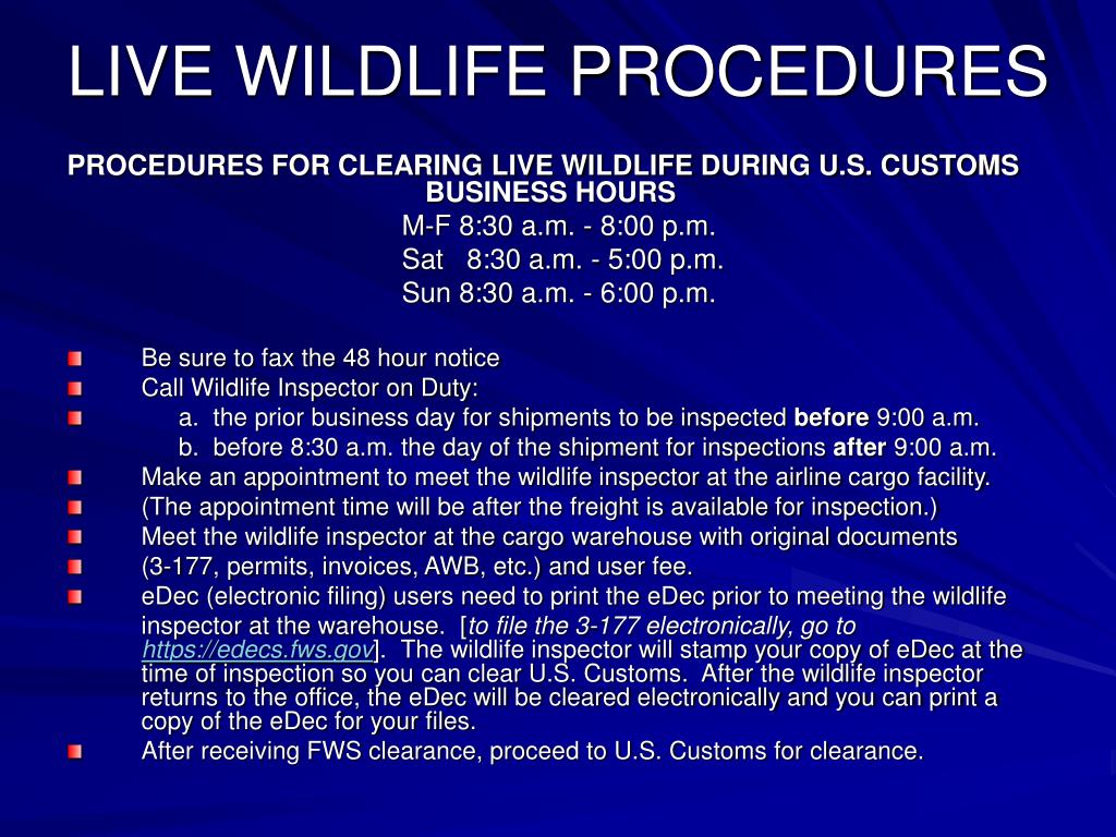 PPT - U.S. FISH & WILDLIFE SERVICE WILDLIFE INSPECTION PROGRAM ...