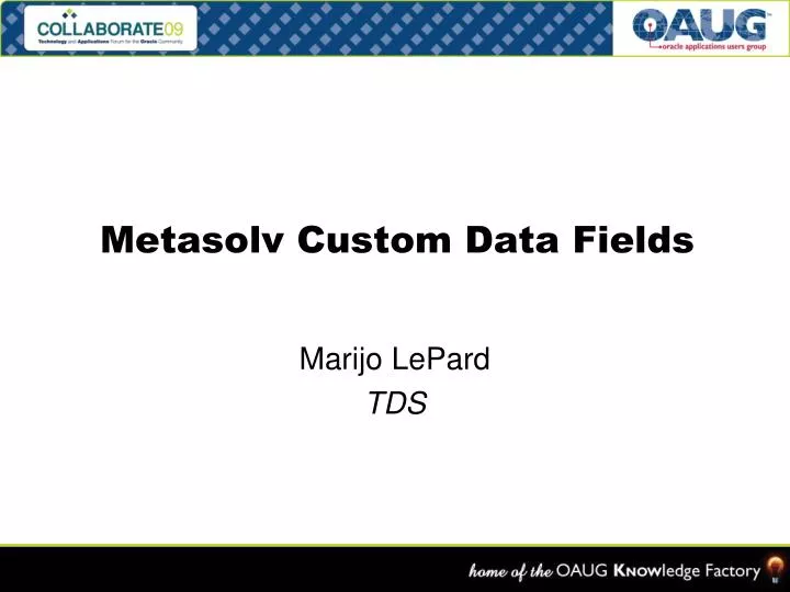 PPT - Metasolv Custom Data Fields PowerPoint Presentation, free ...
