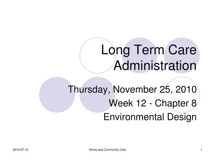 PPT - Long Term Care Administration PowerPoint Presentation, free ...