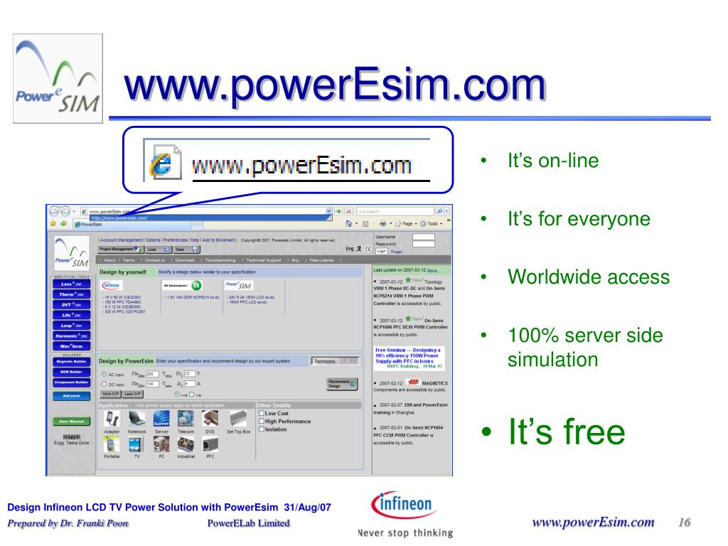 PPT - Design Infineon LCD TV Power Solution with PowerEsim PowerPoint ...
