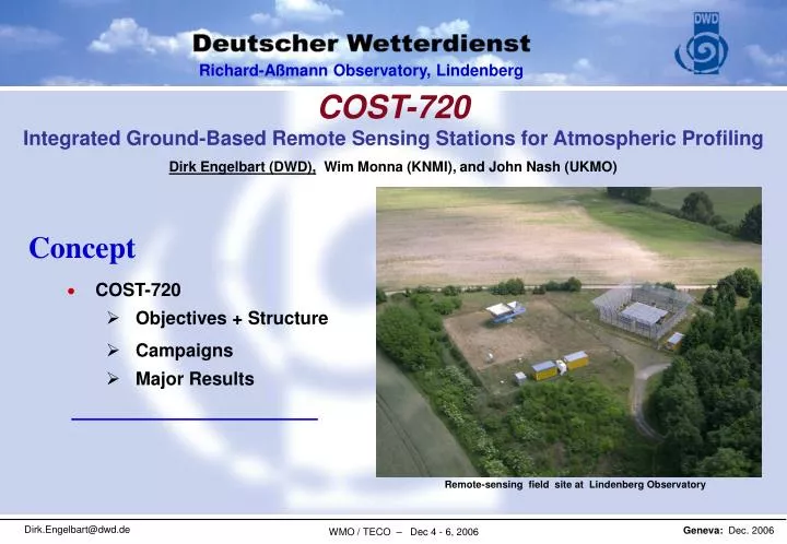 PPT - COST-720 Integrated Ground-Based Remote Sensing Stations for ...