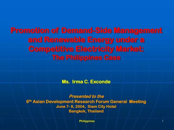 PPT - Promotion of Demand-Side Management and Renewable Energy under a ...