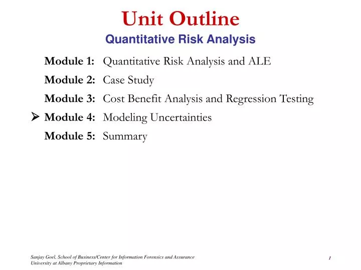 PPT - Unit Outline Quantitative Risk Analysis PowerPoint Presentation ...
