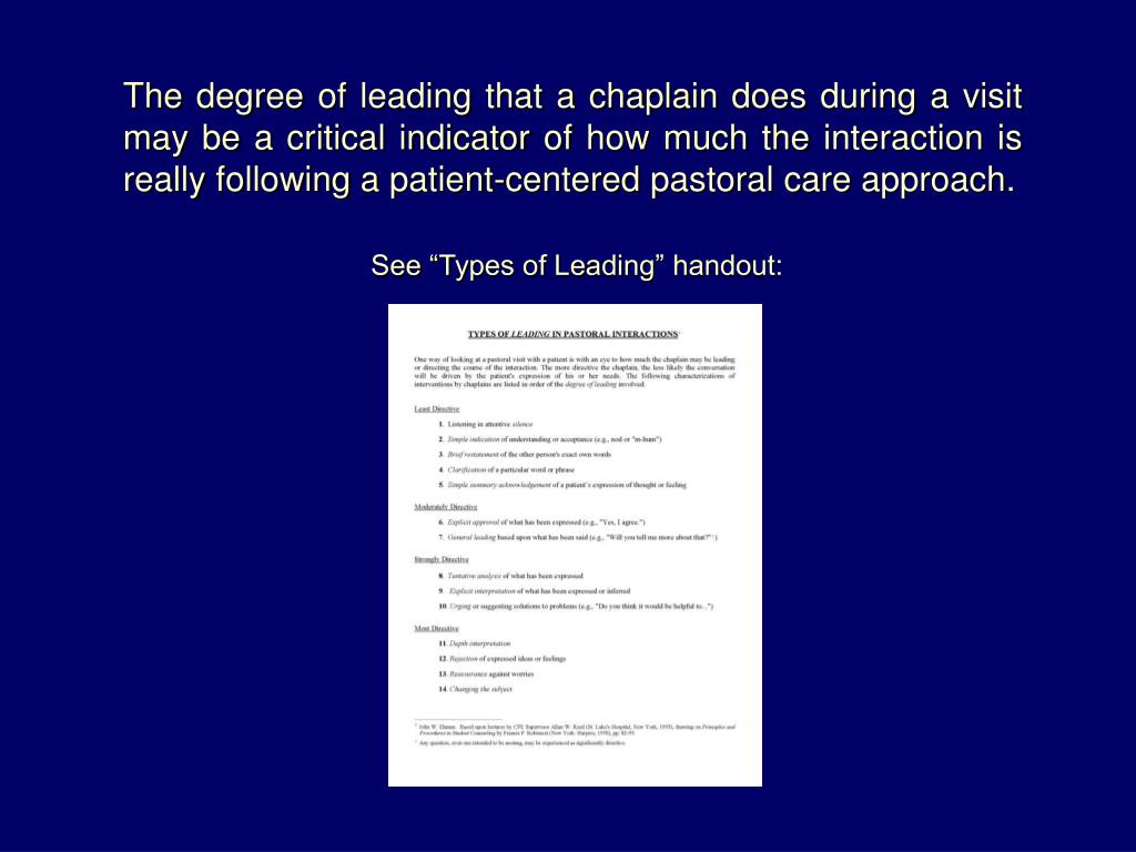 PPT - The Role of Assessment in Patient-Centered Pastoral Care Chaplain ...