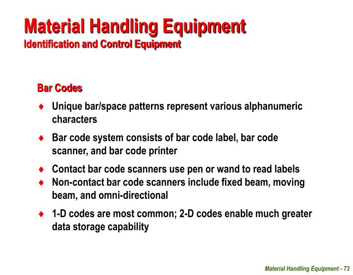 PPT - Facilities Planning - Unit 10 Material Handling Equipment ...
