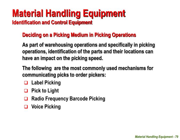 PPT - Facilities Planning - Unit 10 Material Handling Equipment ...