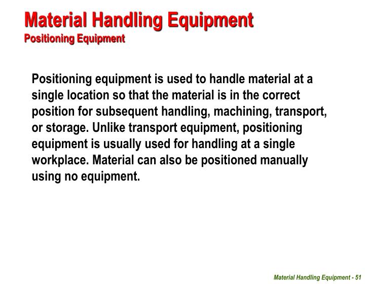 PPT - Facilities Planning - Unit 10 Material Handling Equipment ...