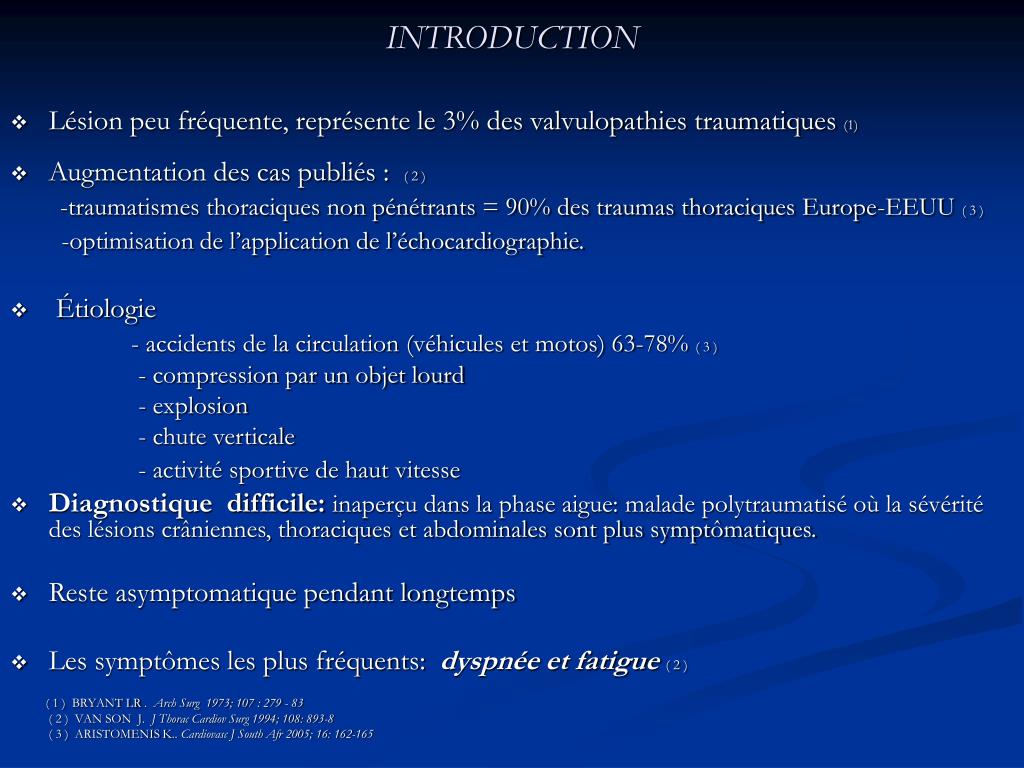 PPT - Insuffisance valvulaire tricuspide par traumatisme fermé du ...