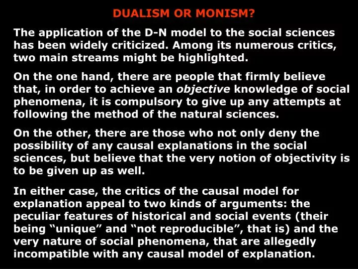 PPT - DUALISM OR MONISM? PowerPoint Presentation, free download - ID ...