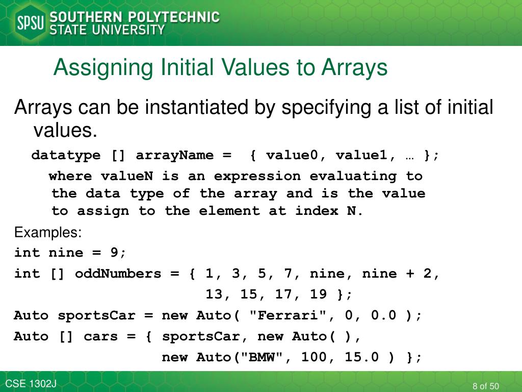 PPT - Lecture 3 Single Dimension Arrays PowerPoint Presentation, free ...