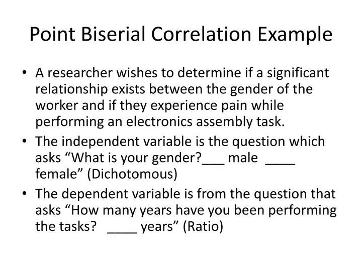 PPT - Point Biserial Correlation Example PowerPoint Presentation, free download - ID:1748052