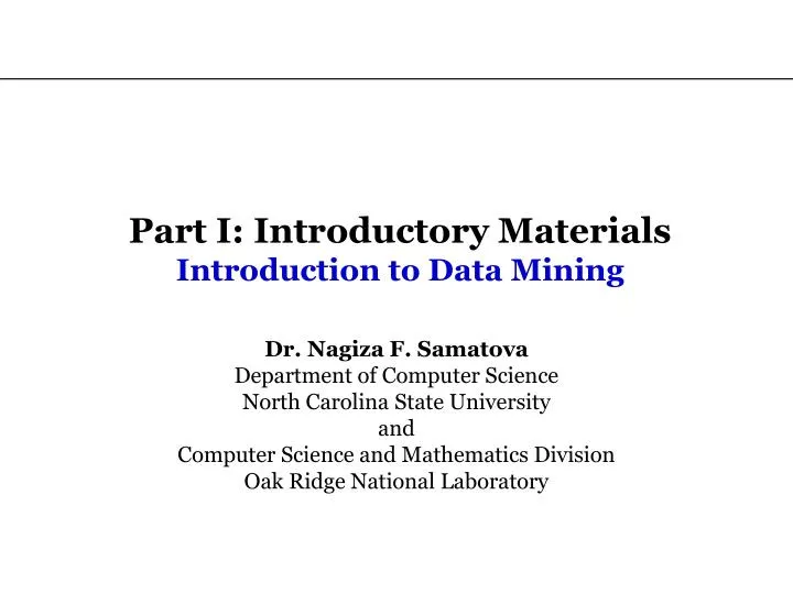 PPT - Part I: Introductory Materials Introduction to Data Mining ...