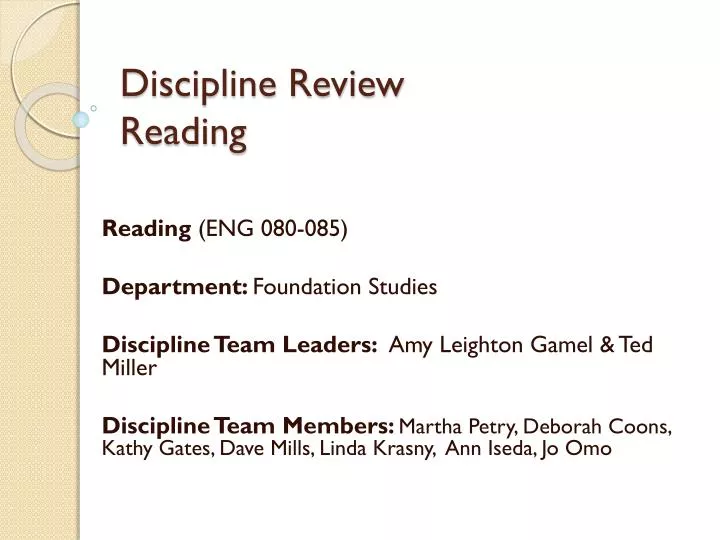 PPT - Discipline Review Reading PowerPoint Presentation, free download ...